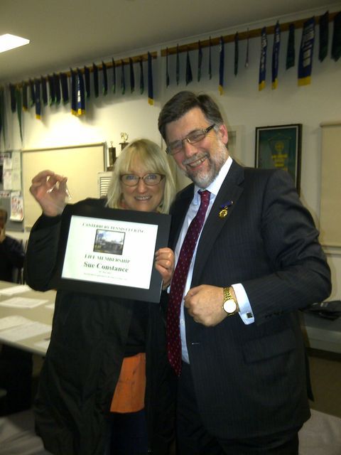 Sue Constance - Life membership - Canterbury Tennis Club